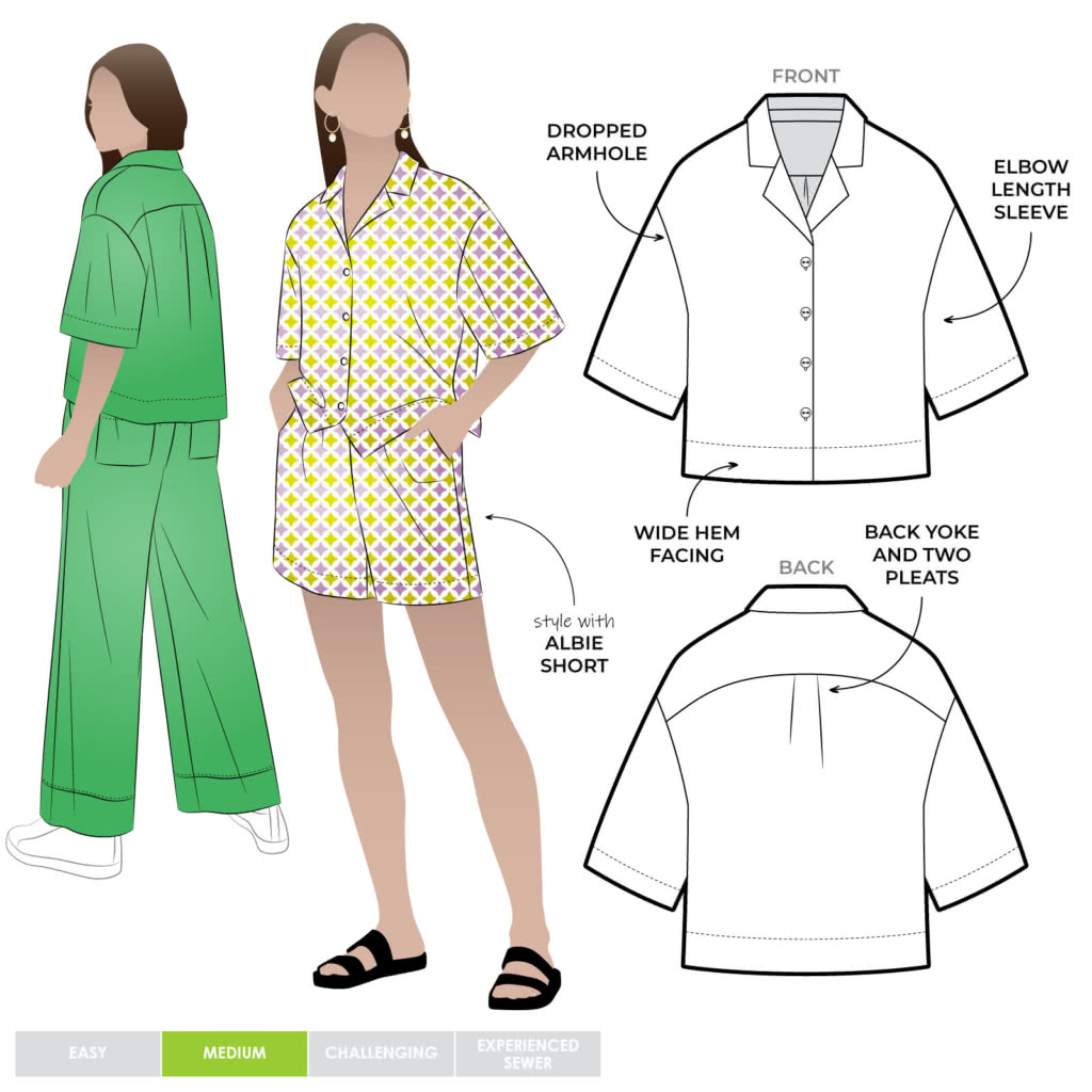 Albie Woven Shirt Sewing Pattern – Casual Patterns – Style Arc