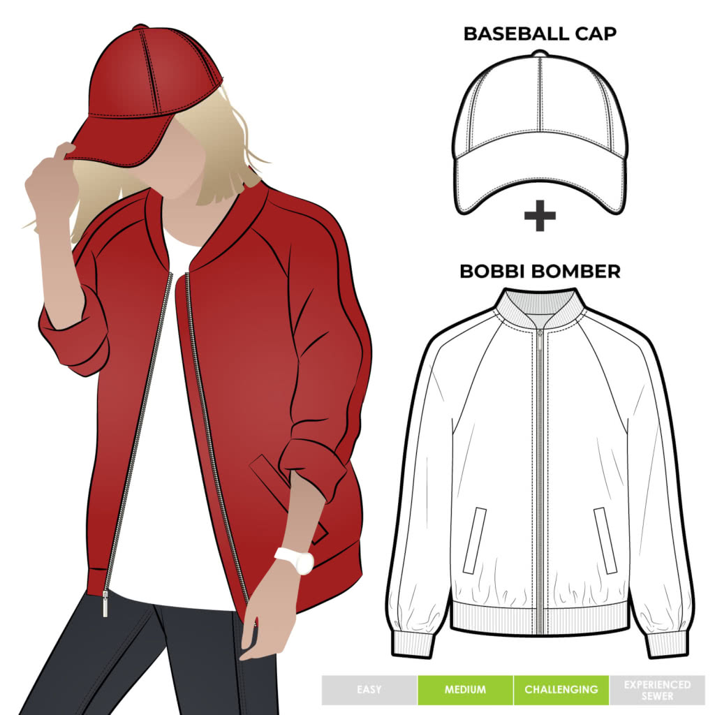 Bobbi Bomber + Baseball Cap PDF – PDF Sewing Pattern Outfits – Style Arc