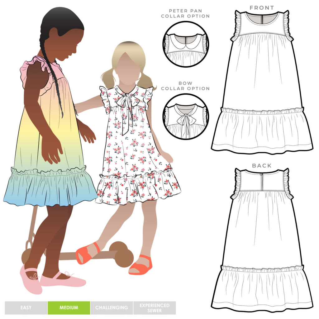 Bonnie Kids Dress Sewing Pattern Multi-Size – Casual Patterns – Style Arc
