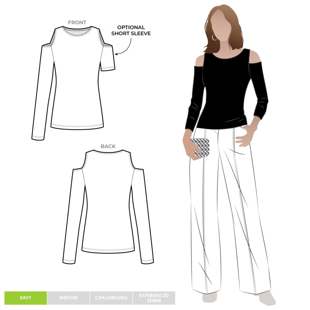 Cold Shoulder Knit Top Sewing Pattern – Casual Patterns – Style Arc