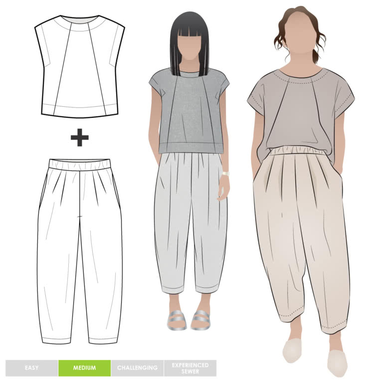 Ethel Top + Pant Outfit Multi-Size PDF – PDF Sewing Pattern Outfits – Style Arc