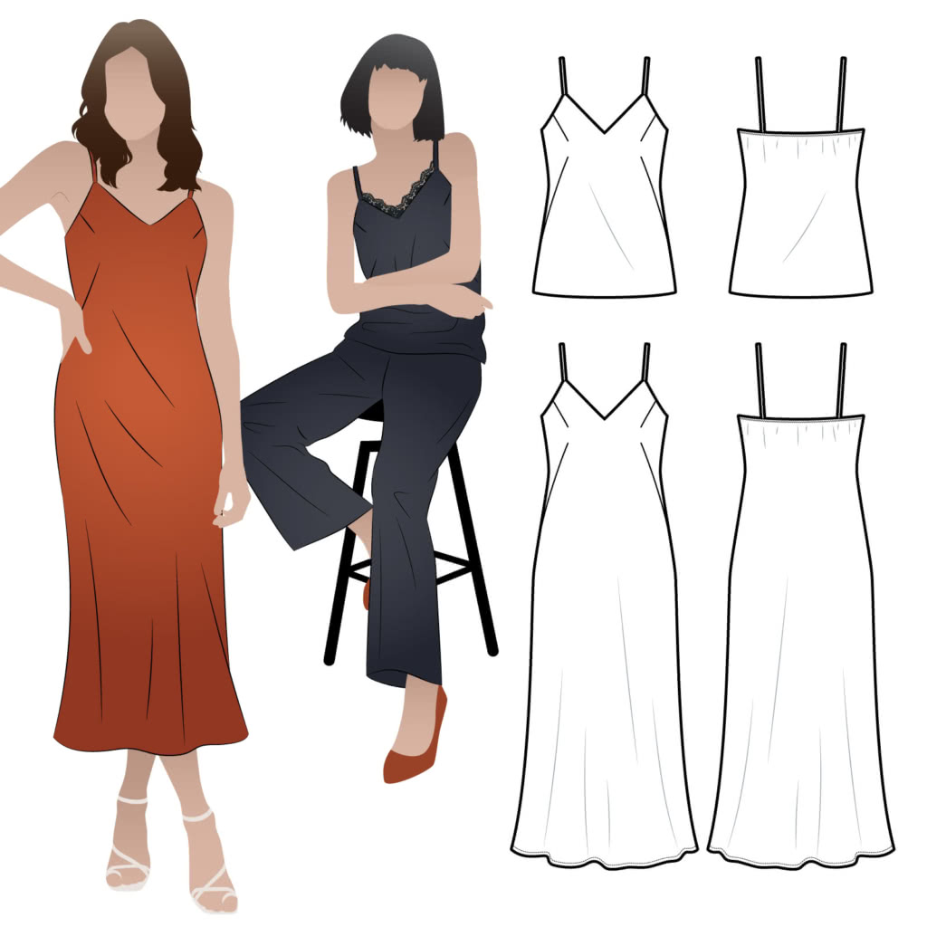 Kingsley Bias Cut Dress Sewing Pattern And Cami – Casual Patterns ...