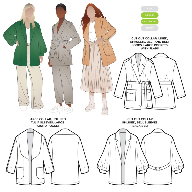 Loren Jacket Sewing Pattern Extension Pack – Casual Patterns – Style Arc