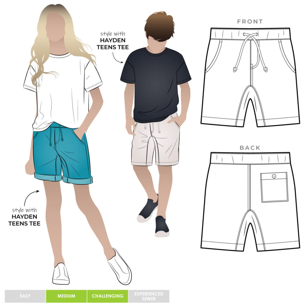 Oscar Teens Short Sewing Pattern Multi-Size – Casual Patterns – Style Arc