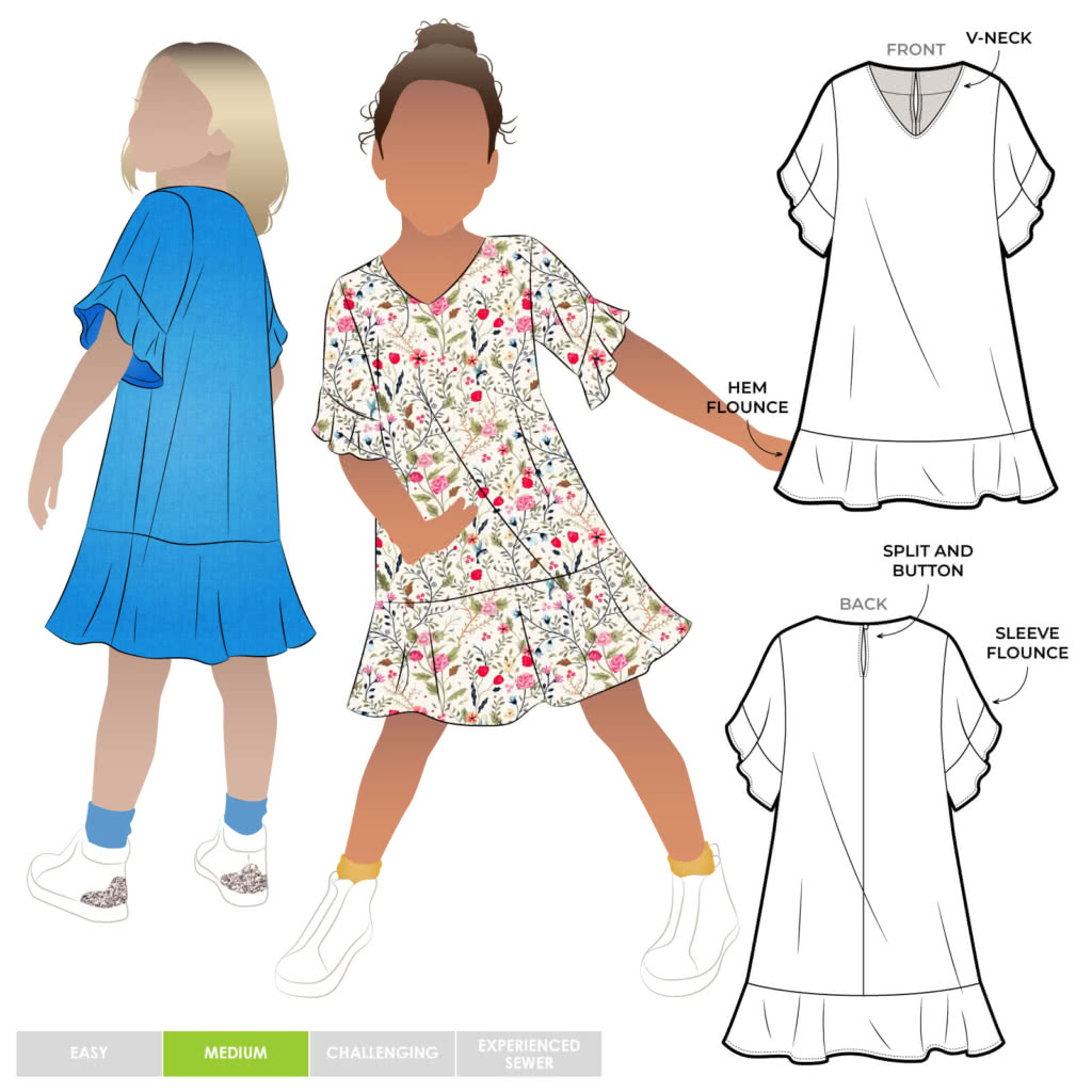Pixie Kids Woven Dress Sewing Pattern Multi-Size – Casual Patterns ...