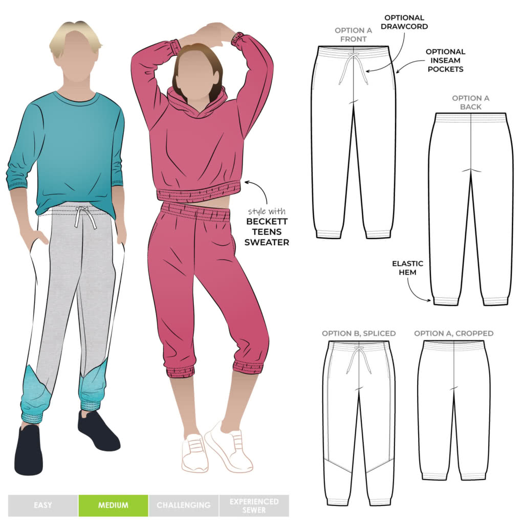 Riley Teens Sweatpant Sewing Pattern Multi-Size – Casual Patterns ...