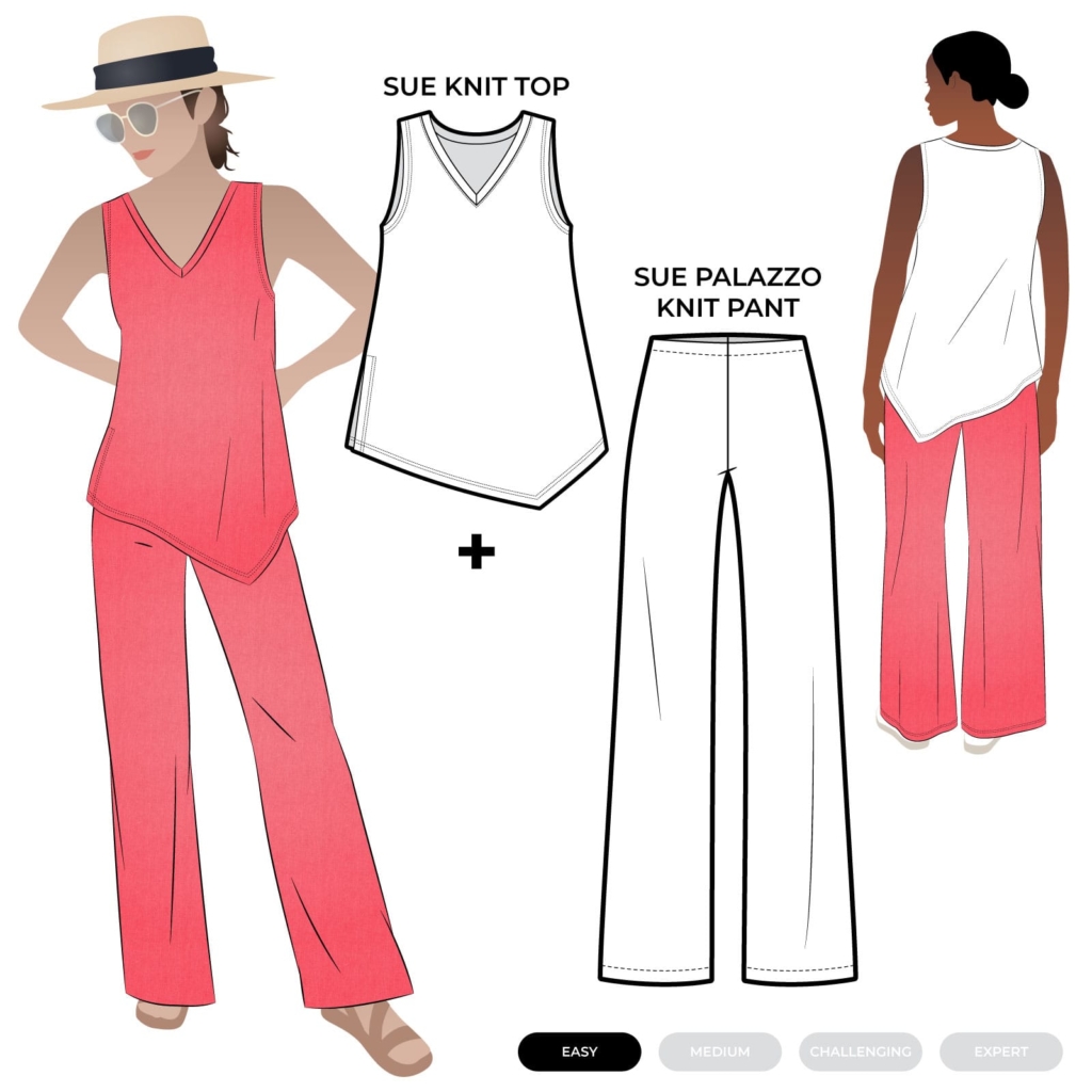 Sue Knit Top And Palazzo Pant Bundle – Sewing Pattern Outfits – Style Arc