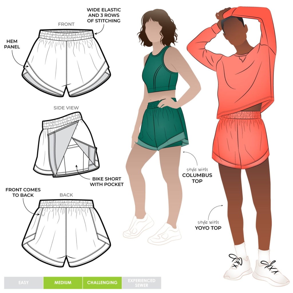 Sunday Active Short Sewing Pattern – Casual Patterns – Style Arc