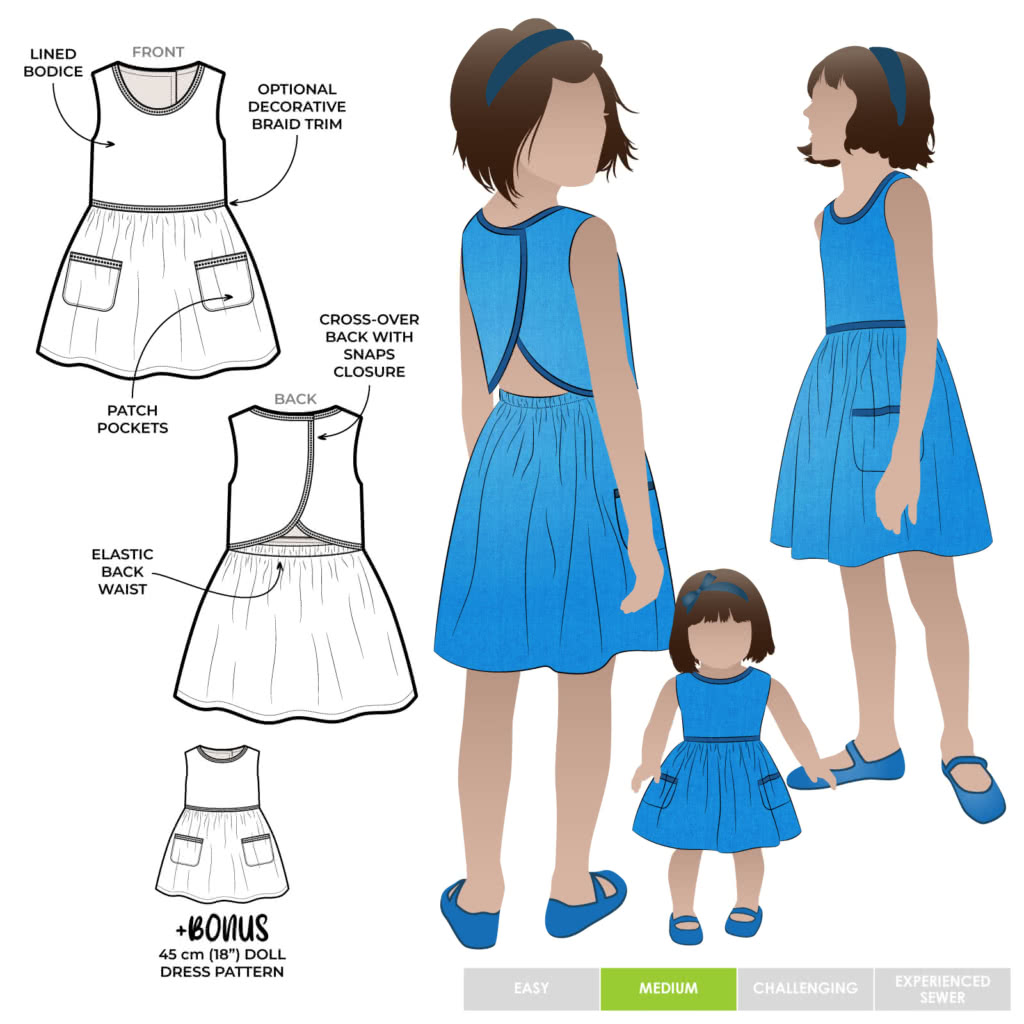 Tulip Kids Dress Sewing Pattern Multi-Size – Semi-formal Patterns ...