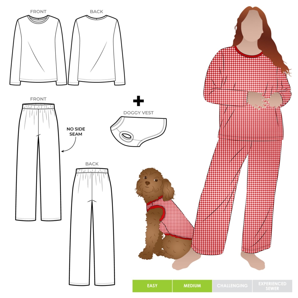 Womens Knit PJs And Doggy Vest Bundle – Sewing Pattern Outfits – Style Arc